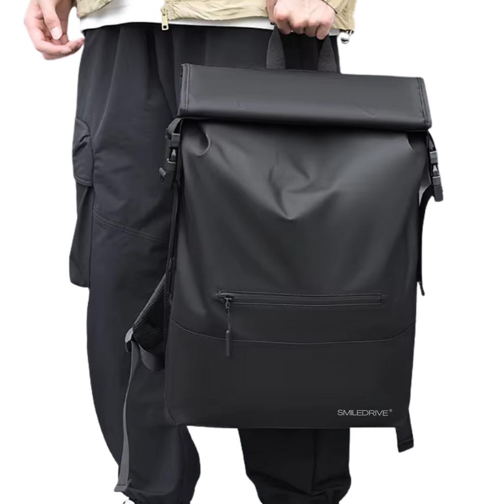 Waterproof Roll Top Backpack Laptop Bag– Stylish Travel Hiking Office ...