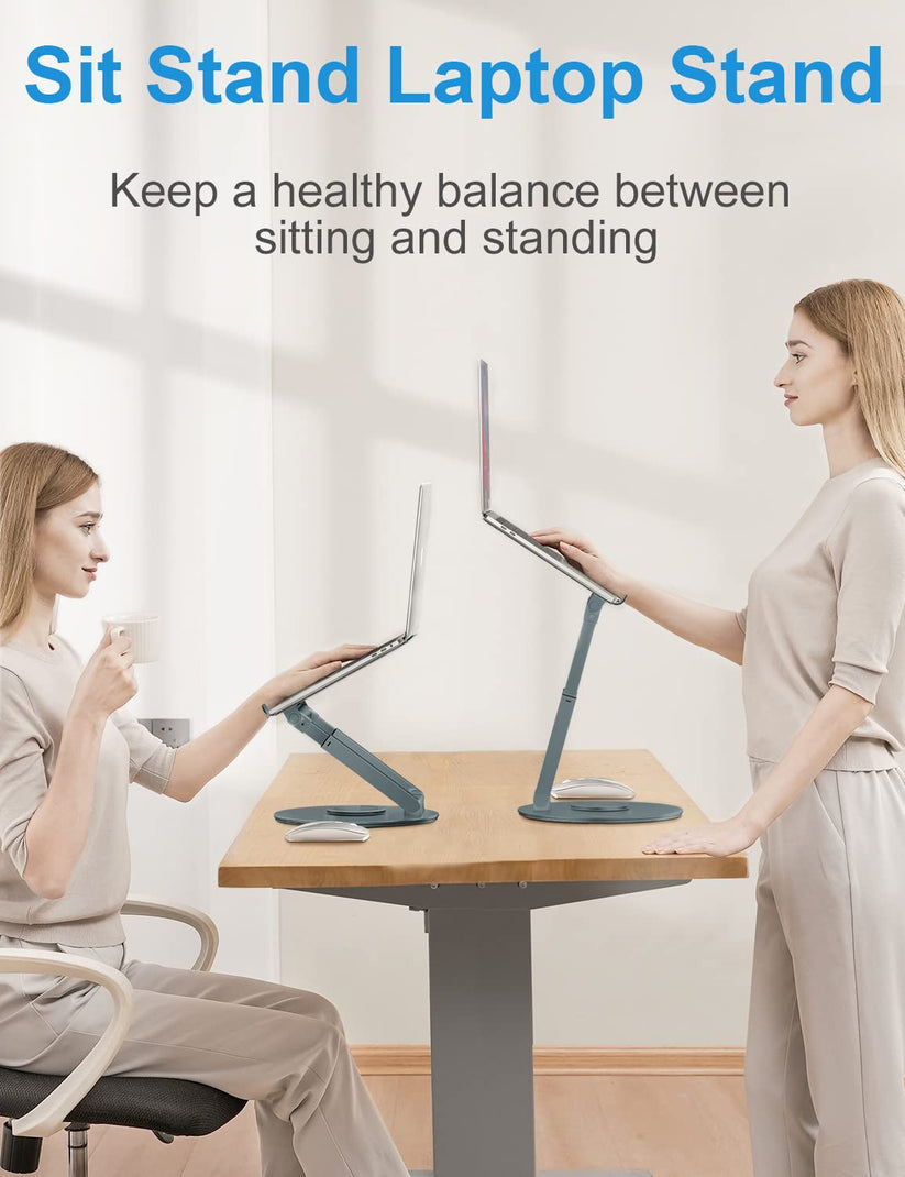 Smiledrive Portable Laptop Stand-Standing Sitting Desk Laptop Riser ...